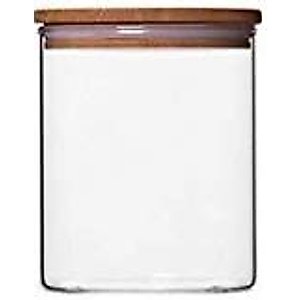 Newerlives Air Tight Storage Jar, Glass Storage Tank with a Natural Bamboo Lid, 450 ML, 650 ML, 950 ML (Bamboo, 450ML)