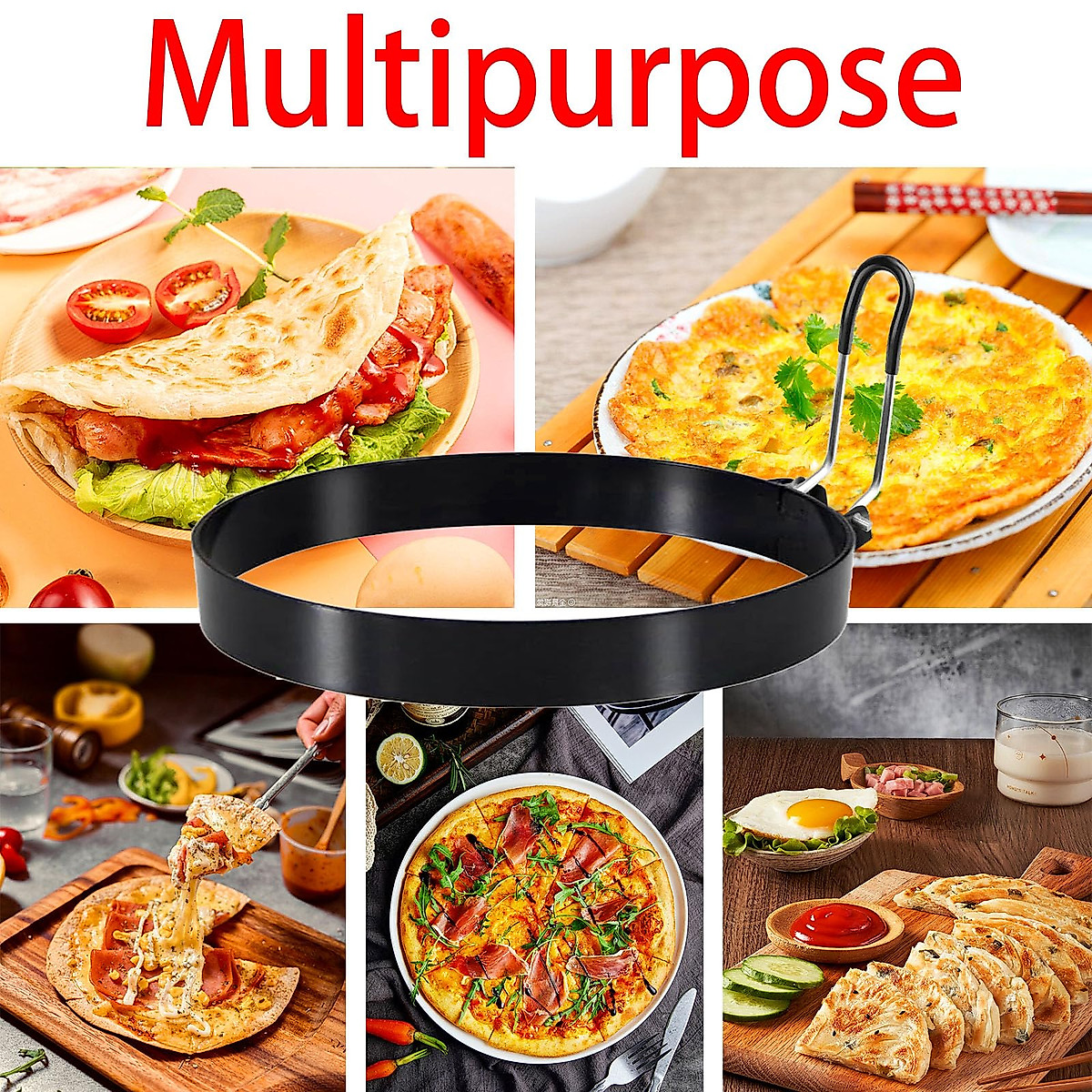 2 Packs 6 Inch Egg Pancake Mold, Round Egg Rings for Frying Eggs Pancake Molds Rings for Griddle Stainless Steel Nonstick Fried Egg Cooker Ring with Insulated Handle Oil Brush and Egg Separator