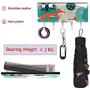 Cute Winter Orange Fox Rabbit Tree Rack Organizer with 5 Hooks Wall Bathroom Kitchen Shelf Rack Multifunctional Storage Shelf