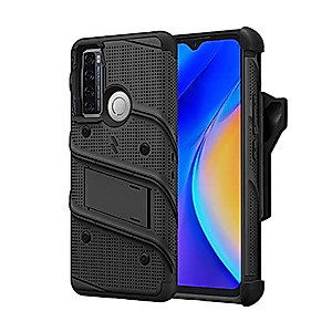 ZIZO Bolt Bundle for TCL 20 XE Case with Screen Protector Kickstand Holster Lanyard - Black