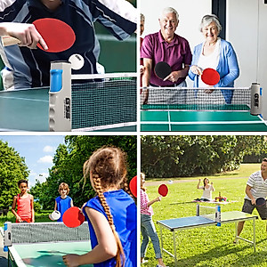 GSE Adjustable Retractable Ping Pong Net & Post. Portable Table Tennis Net & Clamps. Replacement Ping Pong Net for Any Tables (Blue)