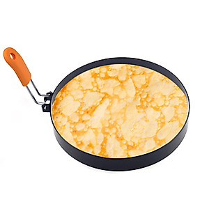 2 Packs 6" Pancake Ring for Griddle,6 Inch Non-stick Omelette Ring,Staineless Steel Crepes Ring Omelet Ring for Griddle Pancakes Egg Ring Pancake Maker,with Silicone Handle for Sandwich Egg Muffin