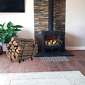 GREEN PARTY Firewood Rack 20 Inch Indoor/Outdoor Firewood Holder, Log Rack Wood Holder for Fireplace, Kindling Wood Storage and Wood Stove Accessories(Black)