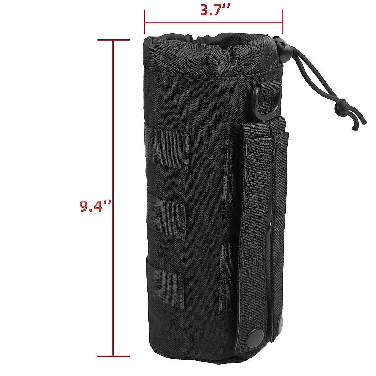 LOOGU Sports Water Bottle Pouch Bag, Molle Water Bottle Holder with Drawstring Open Top & Mesh Bottom, Travel Mesh Water Bottle Bag Tactical Hydration Carrier