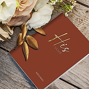 JUBTIC Vow Books His and Hers, Wedding Vow Books with Gold Foil Lettering, Wedding Gift for Bride and Groom with 48 Page, A Beautiful Addition For The Wedding Day- Terracotta -Beige