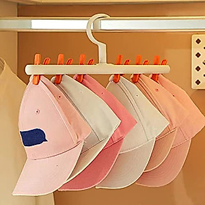 TREETDOBV Clothes Hanger with 6Clips Clothes Drying Racks Windproof Plastic Sock Clips Drying Rack,Prevent Tangle 360 Degree Rotatable Multifunctional Laundry Hanger for Home(White and Orange)