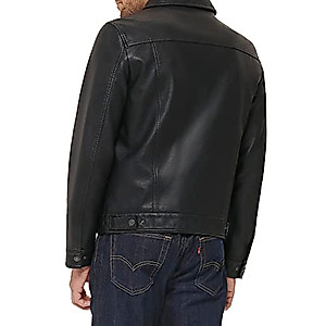 Levi's Men's Faux Leather Classic Trucker Jacket, New Black, L