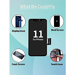 Ayake for iPhone 11 Screen Replacement Black, 3D Touch Digitizer Full HD LCD Display Replacement Retina Assembly with Repair Tools for A2111, A2223, A2221(6.1 Inch) True Tone Programmable