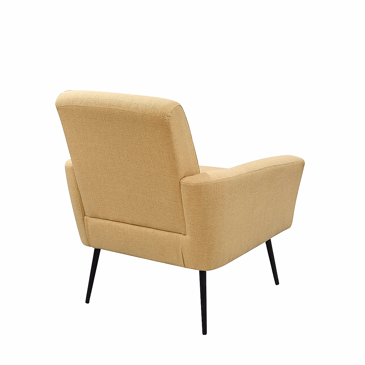 Lepfun Mid Century Modern Upholstered Fabric Accent, Living Room, Bedroom Leisure Single Sofa (Metal Legs), TV armrest seat, Suitable for Small Space Home, Office, Coffee Chair,Yellow