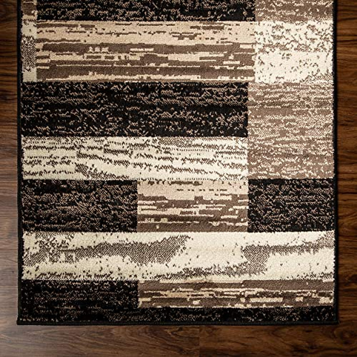 SUPERIOR Indoor Runner Area Rug with Non-Slip Backing for Bedroom, Dorm, Living Room, Entryway, Perfect for Hardwood Floors - Rockwood Modern Geometric Design, 2'7" X 6', Chocolate