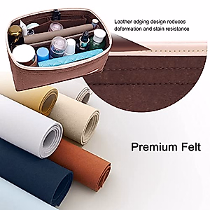 Doxo Purse Organizer Insert for Handbags & Base Shaper 2pc Set, Tote Bag Organizer Insert with 6 Sizes, Compatible with Speedy 25/30/35 More(M-Brown)