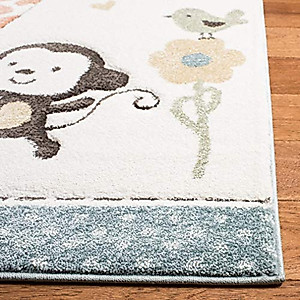 SAFAVIEH Carousel Kids Collection 4' x 6' Ivory CRK120A Animal Nursery Playroom Area Rug