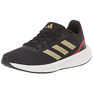 adidas Men's Run Falcon 3.0 Shoes Sneaker, Core Black/Gold Metallic/Better Scarlet, 8