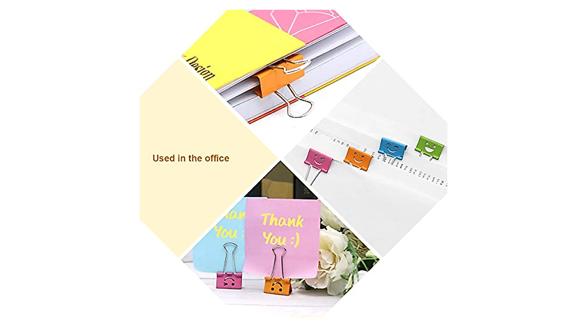 Coideal Colored Face Binder Clips - 48 Assorted 1 Inch
