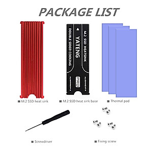 NVMe Heatsinks for M.2 2280mm SSD Double-Sided Cooling Design（red）