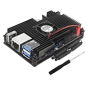 Howay for Orang- Pi 5B/5 Case Aluminum Alloy Metal Case with Fan Heatsinks Active & Passive Cooling Enclouse Cooler Protection Shell Compatible with Or-e Pi 5b/5 Accessories(1 Set)