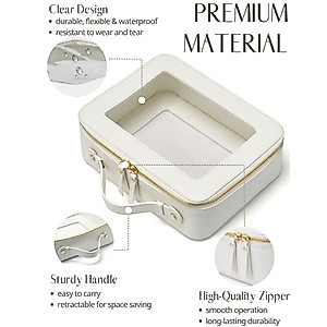 Popvibe Clear Makeup Case Set White Toiletry Bag Travel Large Clear Cosmetic Bag with Zipper, Big Make Up Bag Organizer Women Traveling TSA Approved Transparent Bag Car for Essentials