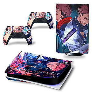 TANOKAY PS5 Console Skin and Controller Skin Set | Anime Sukuna & Yuji Itadori | Matte Finish Vinyl Wrap Sticker Full Decal Skins | Compatible with Sony PlayStation 5 Disc Version