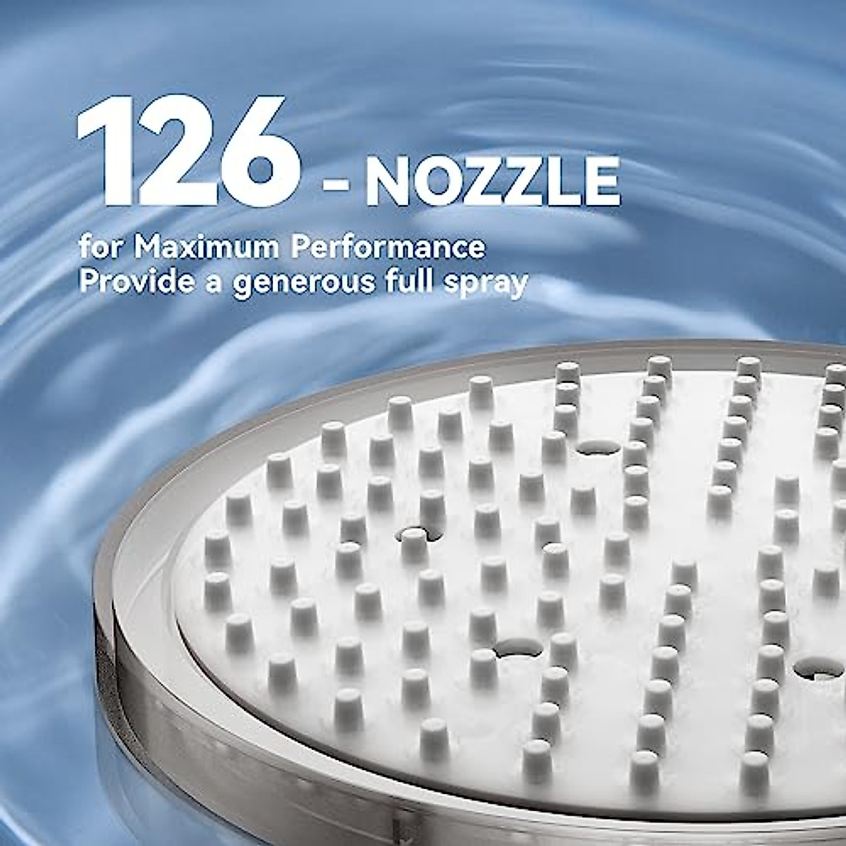 Auterfar Shower Head High Pressure | 8" Large Rain Shower Head | Luxury Shower Experience | Chrome Plated Finish and Adjustable Angles | 126 Anti-Clogging Silicone Nozzles Fixed Showerhead