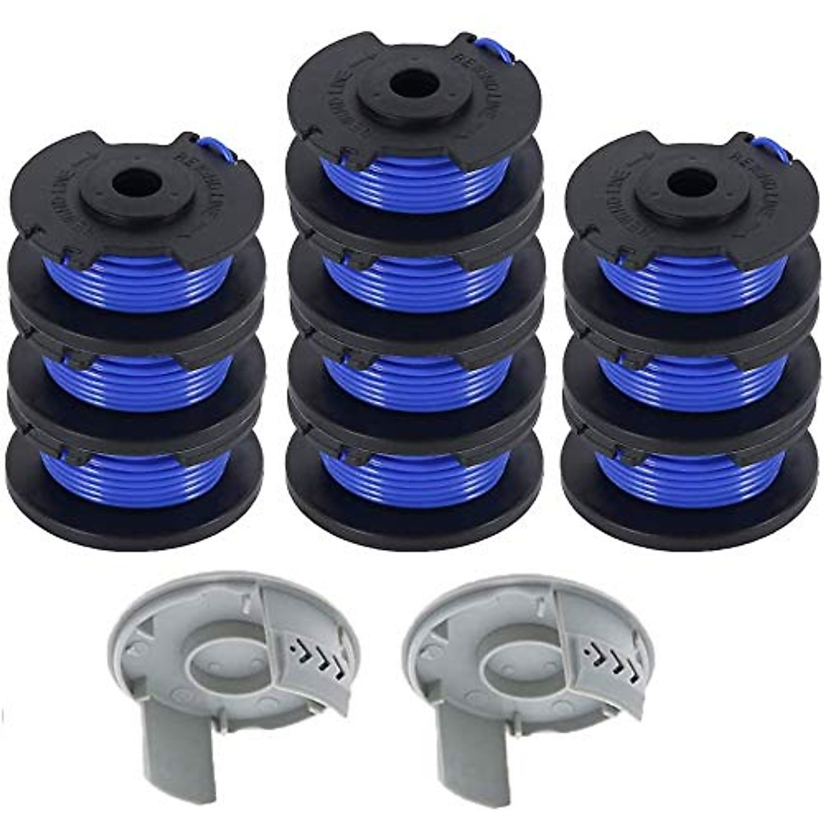 AC14RL3A String Trimmer Replacement Spool Line with 522994001 Cap for Ryobi One+ 24V, 18V, and 40V Cordless Trimmers, 0.065" Autofeed Replacement Spool- (12 Pack)