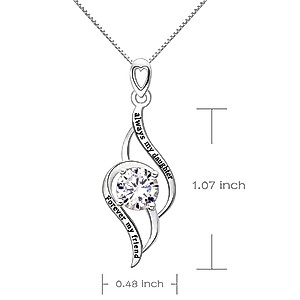 "always my daughter forever my friend" ALOV Jewelry Silver Cubic Zirconia Love Pendant Necklace