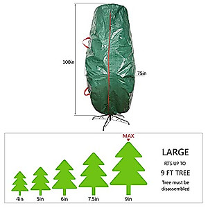 Sattiyrch Upright Christmas Tree Storage Bag – Tear Proof Material for Extra Durability – Holds up to 9 Foot Assembled Trees