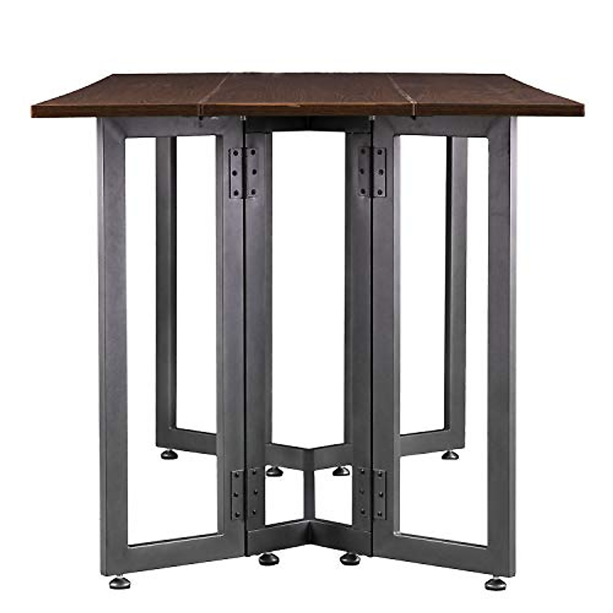 SEI Furniture Driness Drop Leaf Console to Dining Convertible Table, Dark Tobacco, Gunmetal Gray