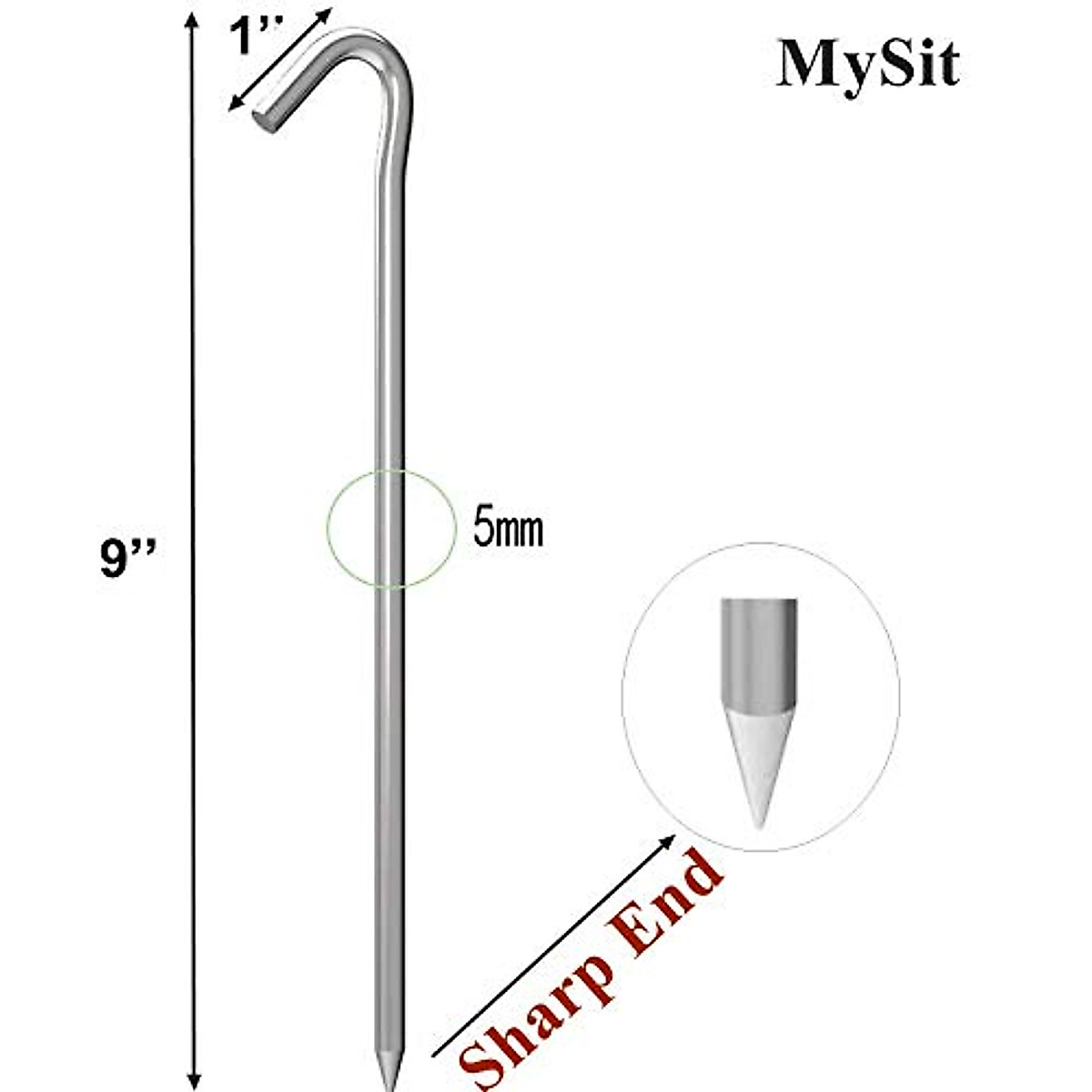 MySit 9" Tent Stakes Inflatable Stake 60 Pack, Heavy Duty Galvanized Metal Tent Pegs Garden Staples Ground Pins Camping Fence Hooks for Inflatables, Outdoor Garden Christmas Decorations, Trap