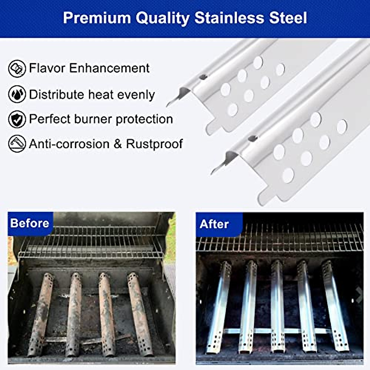 Aibabcue Grill Replacement Parts for Charbroil 4 Burner 463344116, 466344116 Grill Model, Stainless Heat Plate Shield Tent, Pipe Burner Tube, Carryover Tube, Igniter for Charbroil Advantage 463344116