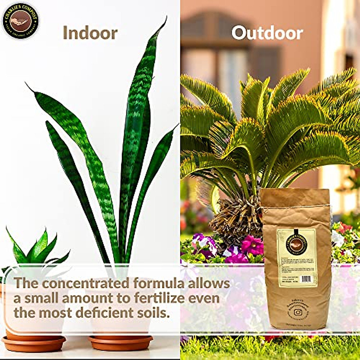 Charlie's Vegan Compost - Concentrated Organic Gardening Vegan Cruelty Free Plant Soil Amendment Dirt Booster - Indoor or Outdoor Garden Farming, Increase Yield in Vegetables, Plants - 10 Lb