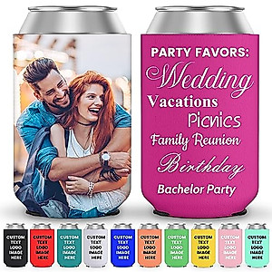 Custom Beer Can Coolers Sleeves Bulk Personalized Insulated Can Bottle Holder with Logo Image Text for Wedding Birthday Party Decorations 1-1000PCS