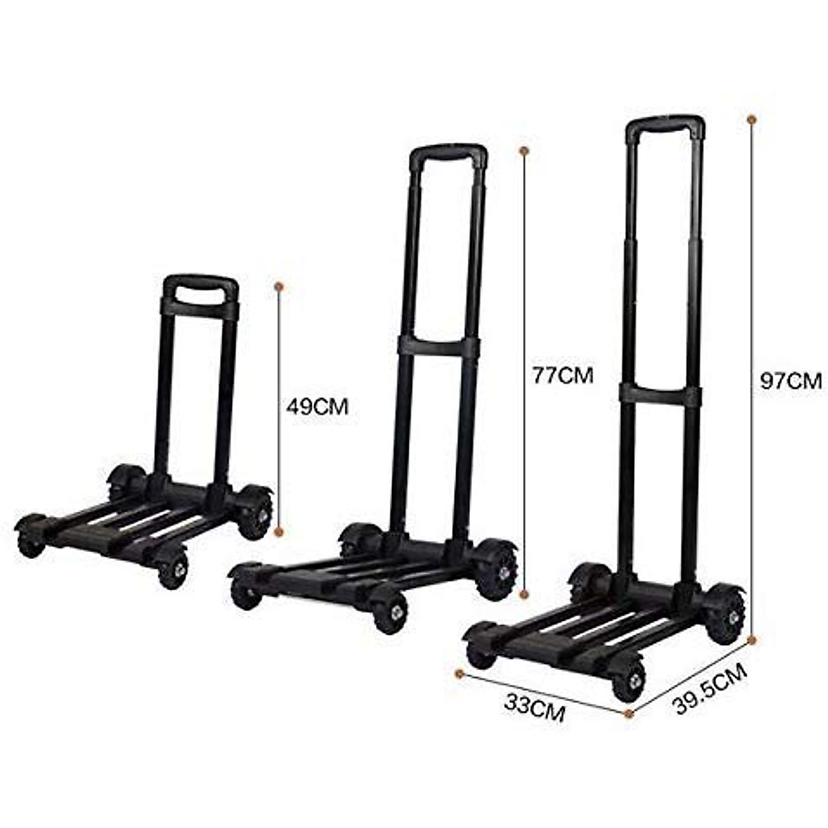 JF-XUAN Cart Foldable Trailer, Black Luggage Trolley Warehouse Truck