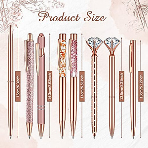 Fainne 8 Pcs Blue Ink Rose Gold Ballpoint Pen Set Bling Liquid Sand Glitter Pen Metal Ballpoint Pens Crystal Diamond Pen Girly Ball Point Pen Gifts for Wedding Office Rose Gold Desk Supplies