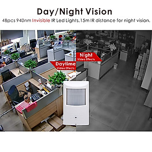 Inwerang 5MP POE IP Security Hidden Spy Camera, 3.7mm Wide Angle Pinhole Lens, Indoor PIR Housing Spy Camera,940nm Invisible IR LEDs, 10m Night Vision(Plug&Play with Multiple Third-Party PoE NVR)