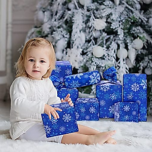 Whaline 100 Sheets Winter Tissue Paper Snowflakes Printed Gift Wrapping Paper Dark Blue White Snow Flakes Xmas Art Tissue Paper for Christmas DIY Crafts Gift Bags Winter Party Decor, 13.8 x 19.7"