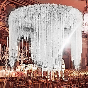 Windyus Artificial Fake Wisteria Vine Ratta Hanging Garland Silk Flowers--20 Pack 3.3 Feet Hanging Flower Wedding Party Home Garden Outdoor Ceremony Floral Décor Extra Long and Thick (Pure White)