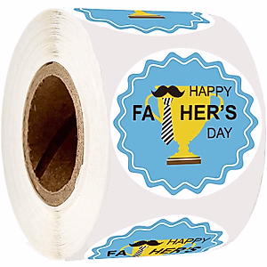 Happy Father's Day Stickers 2 Inch Father's Day Envelope Seals Labels Adhesive Father's Gift Tags Wrap Labels For Party Favors Greeting Card Scrapbook Decorations 500 Pcs/Roll Beard Fathers Day Labels