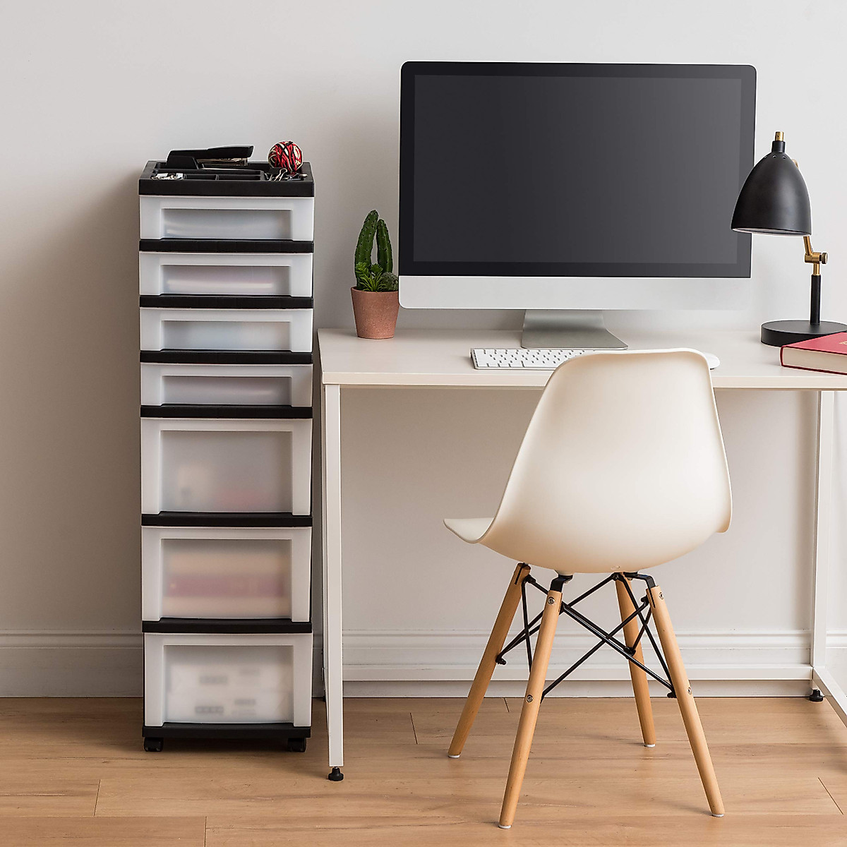 IRIS USA 7-Drawer Storage Cart with Organizer Top and 44 Drawer Parts Cabinet, Black