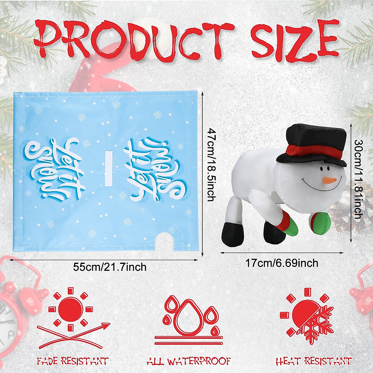 Huwena Christmas Winter Magnetic Mailbox Cover, Mailbox Wraps Post Letter Box Cover Mailbox Covers Outdoor Home Garden Decor Standard Size 22 x 18.5 Inches (Snowman)