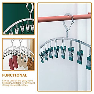 Alipis Metal Hangers Laundry Drying Rack Stainless Steel Sock Dryer Hanger with 10 Clips Windproof Underwear Drip Hangers for Baby Clothes Bras Hat Towels Diapers Hat Hanger(Hook Style Random)