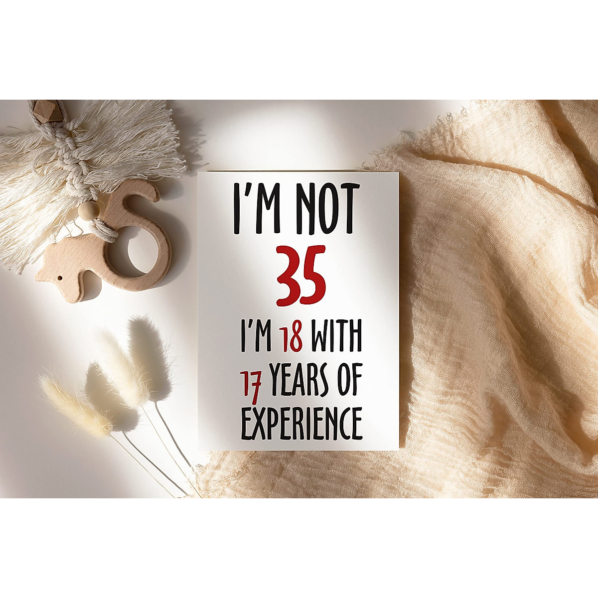 LissiArt97 Not 35 I'm 18 With 17 Years Experience Card - 35Th Birthday Card For Men Women - Mom Dad Grandma Grandpa - Humour Joker Card - Funny Birthday Card - Greeting Card