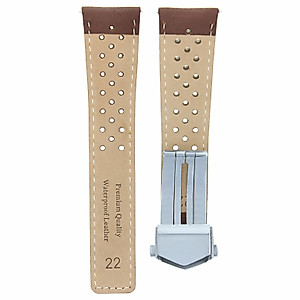 Ewatchparts Leather Watch Band Strap Clasp 22mm Compatible With Tag Heuer Monaco F1 Tan Orange Perforated