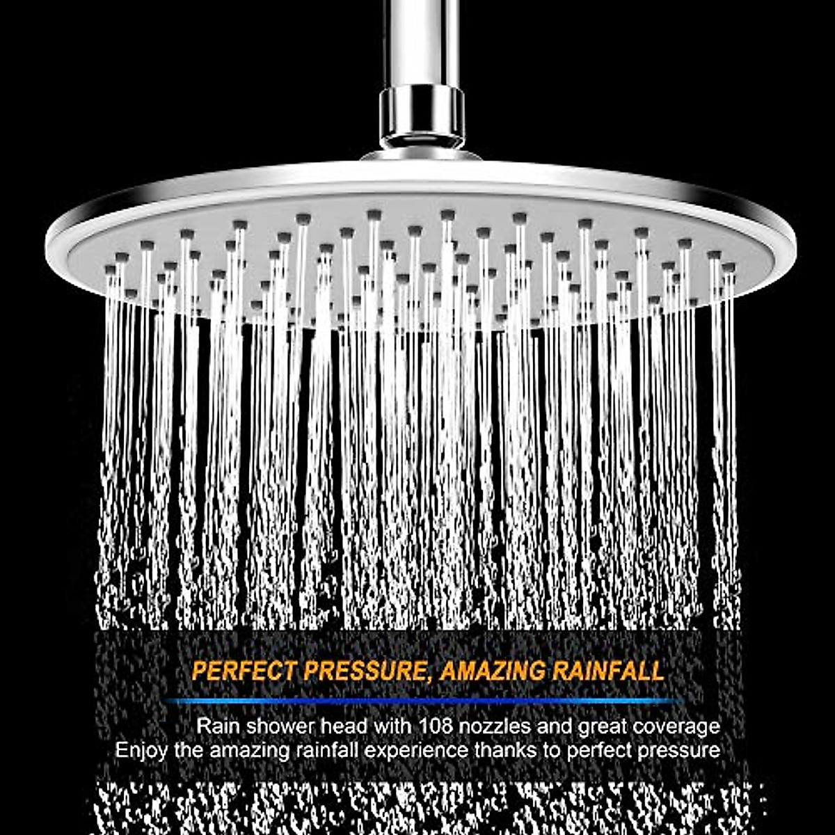 WarmSpray Rain Shower Head High Pressure with 9 Inch Thin Chrome Large Coverage Rainfall Spray Shower Relaxation