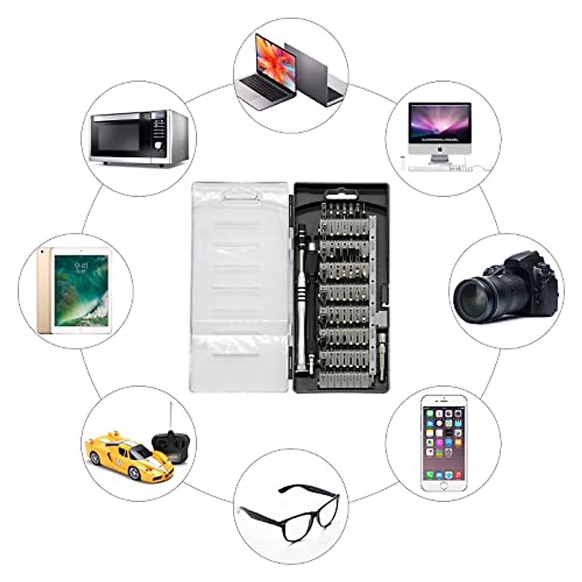 Small Precision Screwdriver Set,bkack 60 in 1 with 57 Bits Screwdriver Kit, Mini Magnetic Driver Electronics Repair Tool Kit for iPhone, Tablet, Macbook, Xbox, Cellphone, PC, Game Console, Black