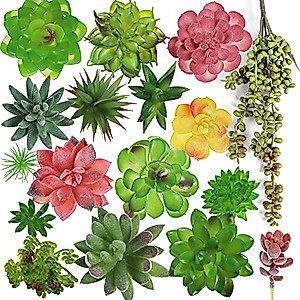SPEPLA Fake Succulents Plants Artificial, 17 PCS Faux Suculentas Unpotted, Assorted Small Fake Cactus Arrangement, Mini Suculents for Indoor Outdoor Bathroom Home Office Garden Party DIY Decor