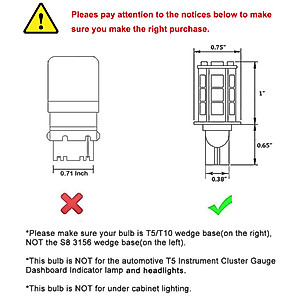 Makergroup T5 T10 Wedge Base LED Light Bulb High Brightness 12VAC/DC 3Watt 2700K-3000K Warm White Color for Outdoor Landscape Lighting Deck Stair Step Path Lights and RV Lights Pack of 6