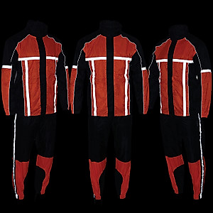 Milwaukee Leather MPM9510 Men's Black and Orange Motorcycle Water Resistant Rain Suit w/Hi-Vis Reflective Tape - Medium