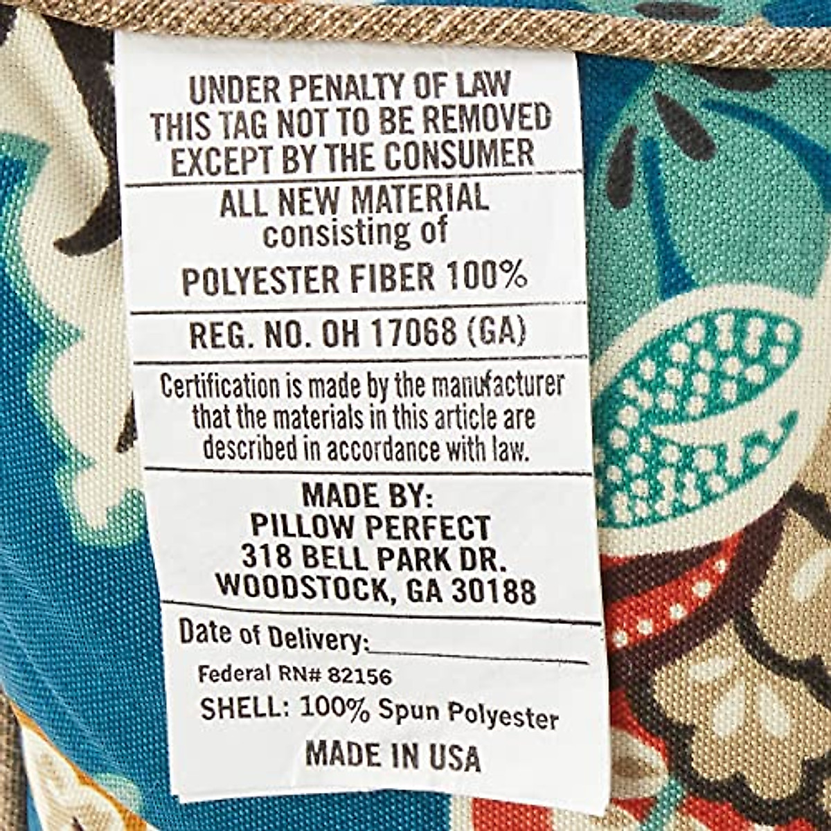 Pillow Perfect 563008 Floral Outdoor Throw Accent Pillow Plush Fill, Weather, and Fade Resistant, 2 Count (Pack of 1), Blue/Tan Telfair