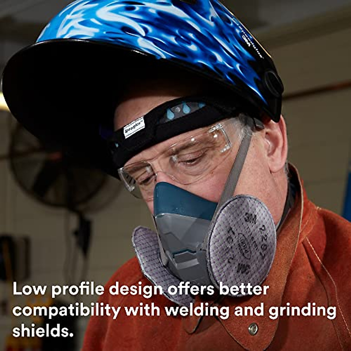 3M 051131494898 Rugged Comfort Half Facepiece Reusable Respirator 6502/49489, Cool Flow Valve, Silicone, Welding, Sanding, Cleaning, Grinding, Assembly, Machine Operations, Medium
