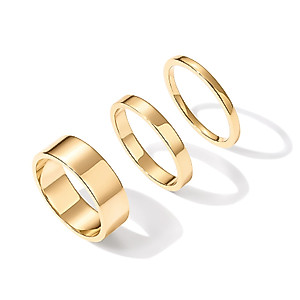 PAVOI 18K Gold Plated Rings Set | Gold Stacking Rings for Women | Stacking Ring Set (Yellow Gold, 6)